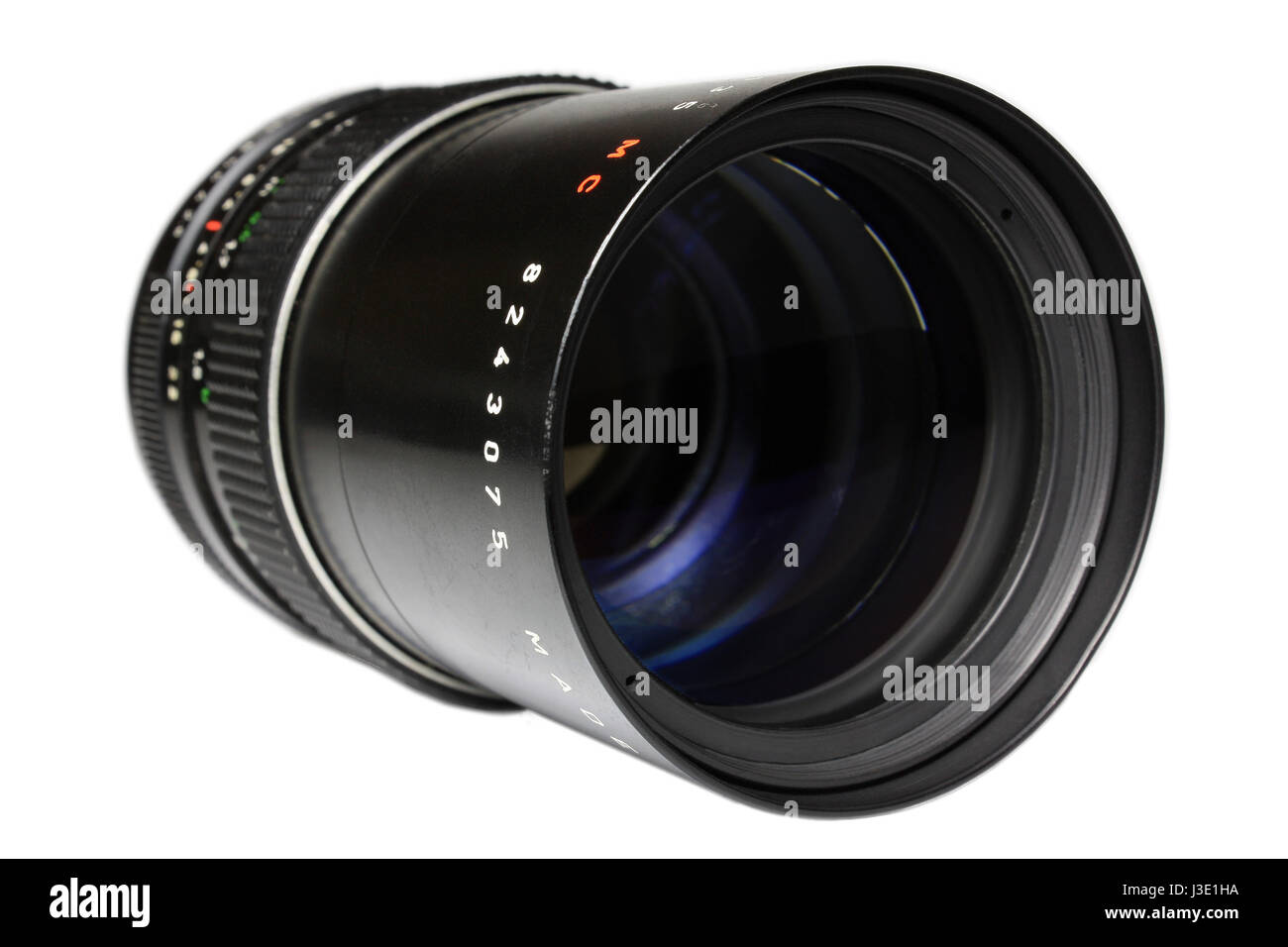 Old camera lens isolated on white background Stock Photo - Alamy