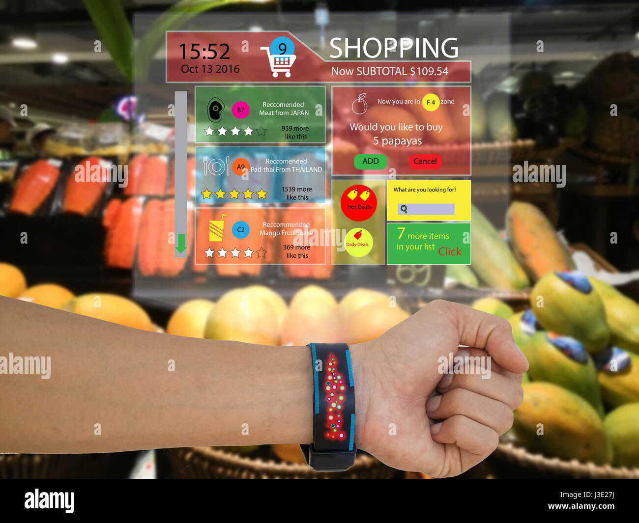 iot,internet of things marketing concept,man wear a smart watch with ...