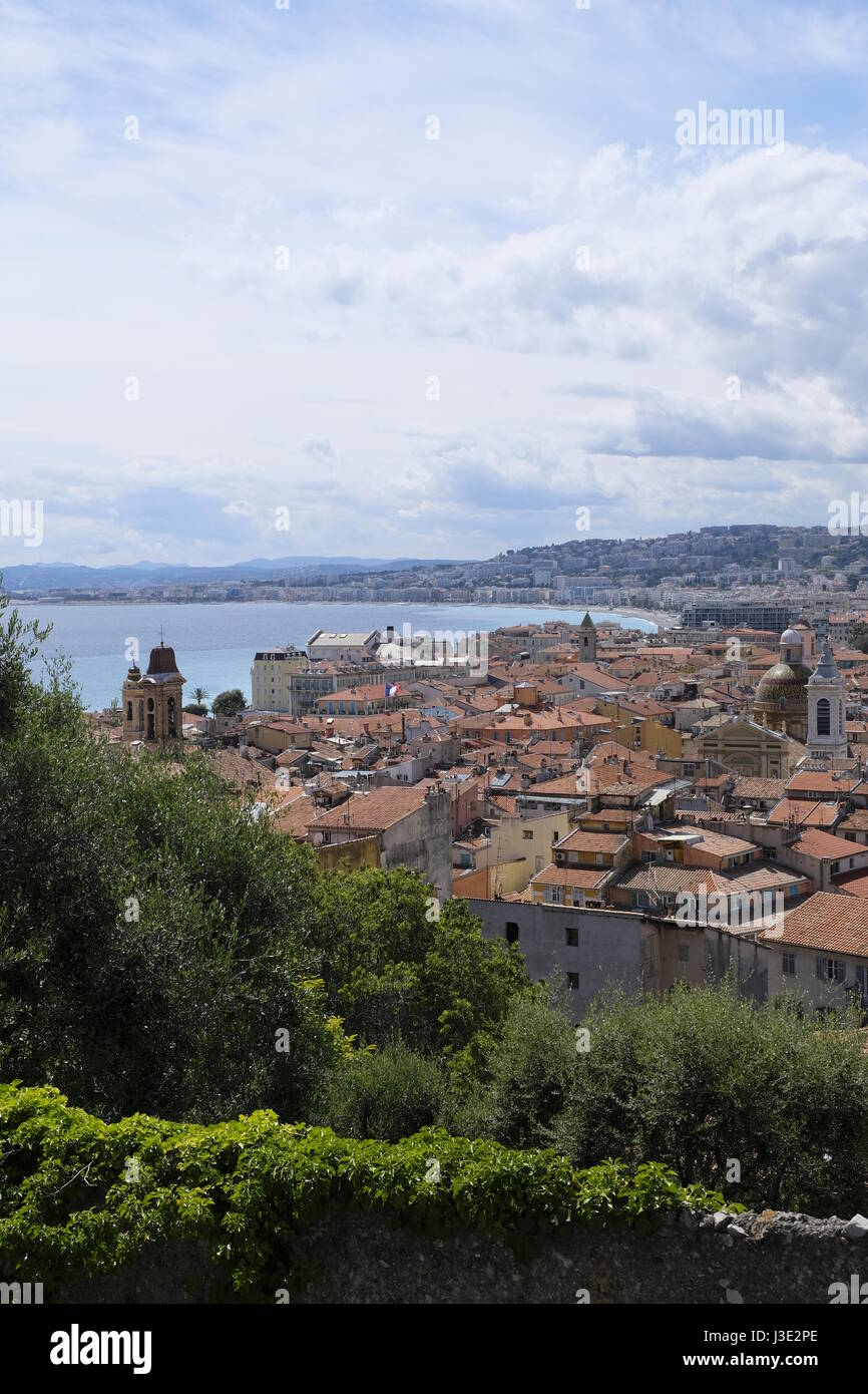 Nice, Provence-Alpes-Côte d'Azur, France. View of Nice from the top of ...