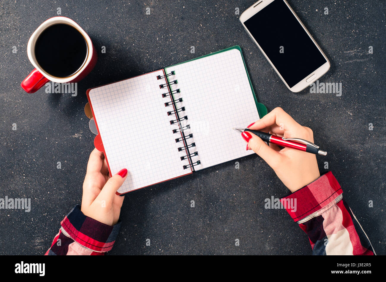 Female hands red pen hi-res stock photography and images - Alamy