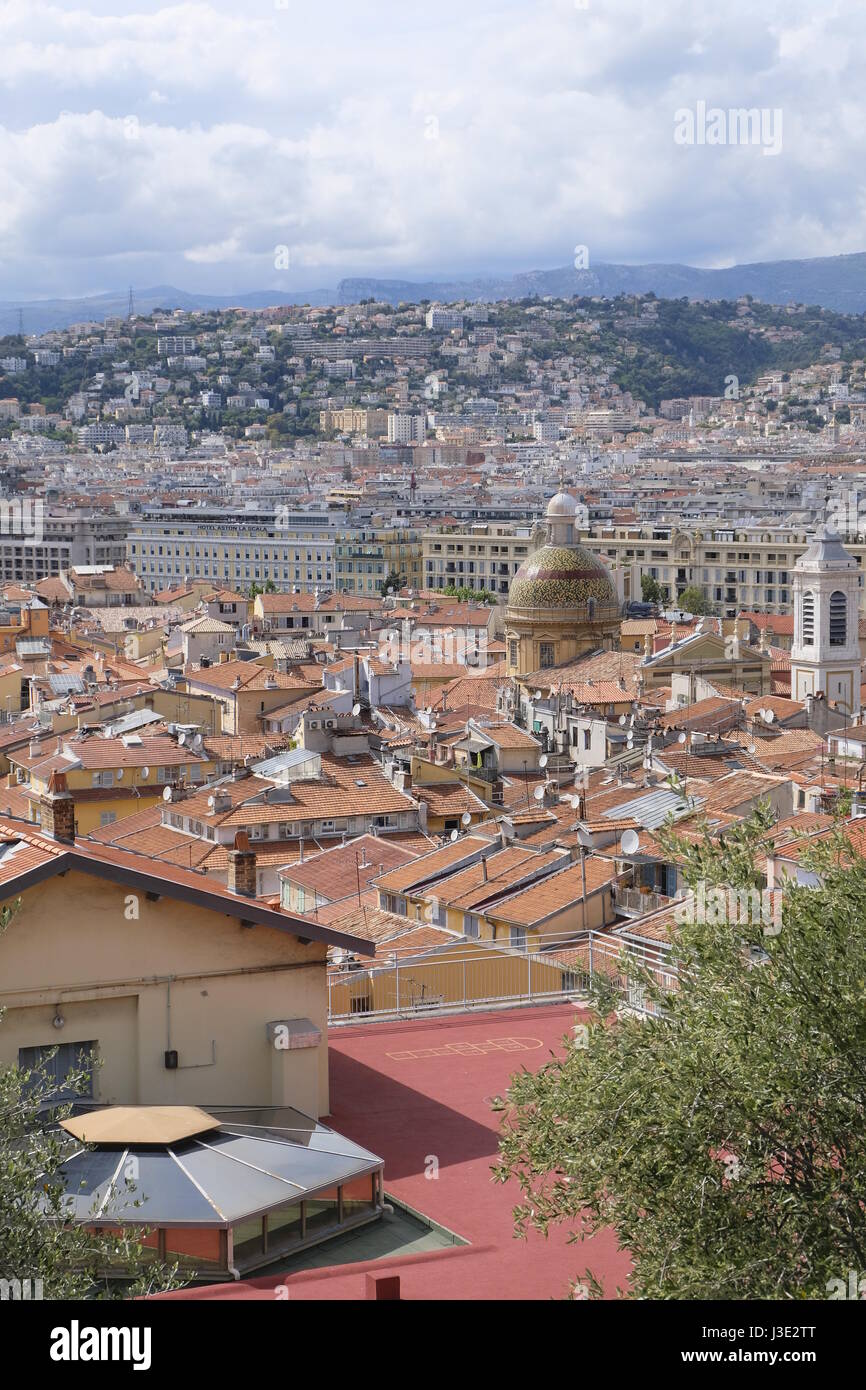 Nice, Provence-Alpes-Côte d'Azur, France. View of Nice from the top of ...