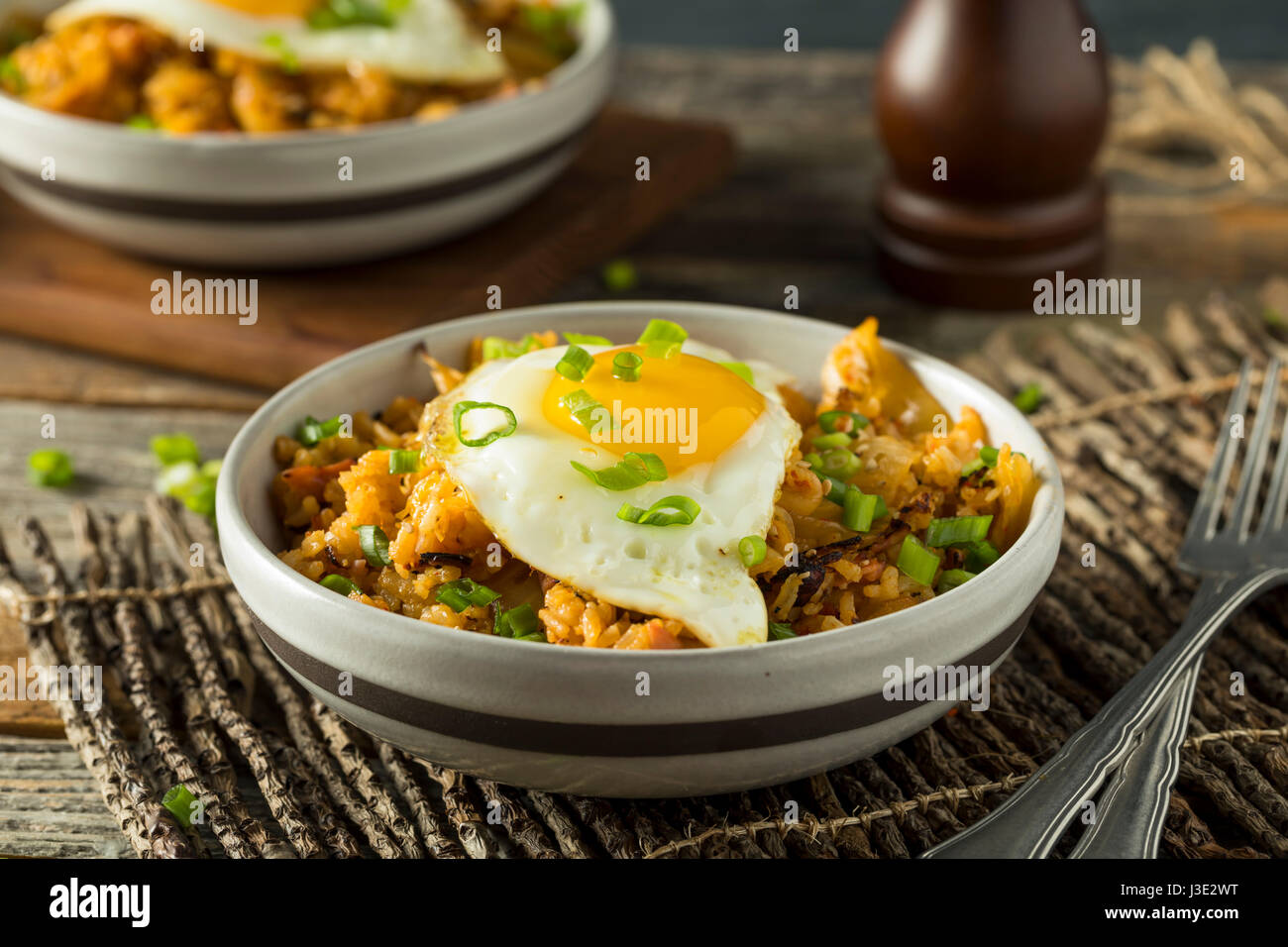 Homemade Korean Kimchi Fried Rice with an Egg Stock Photo - Alamy