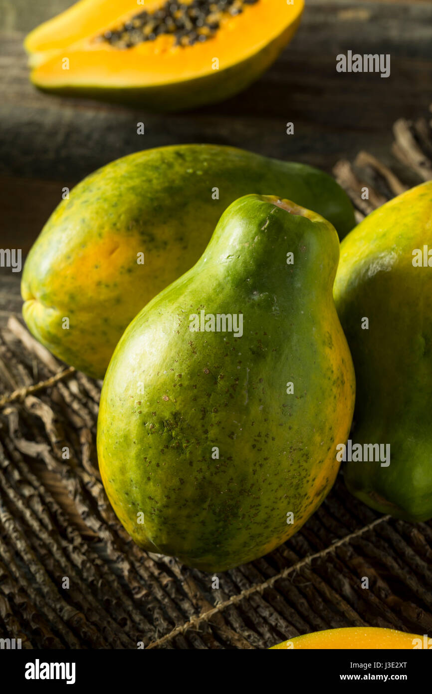 Raw Organic Green Hawaiian Papaya Ready to Eat Stock Photo - Alamy