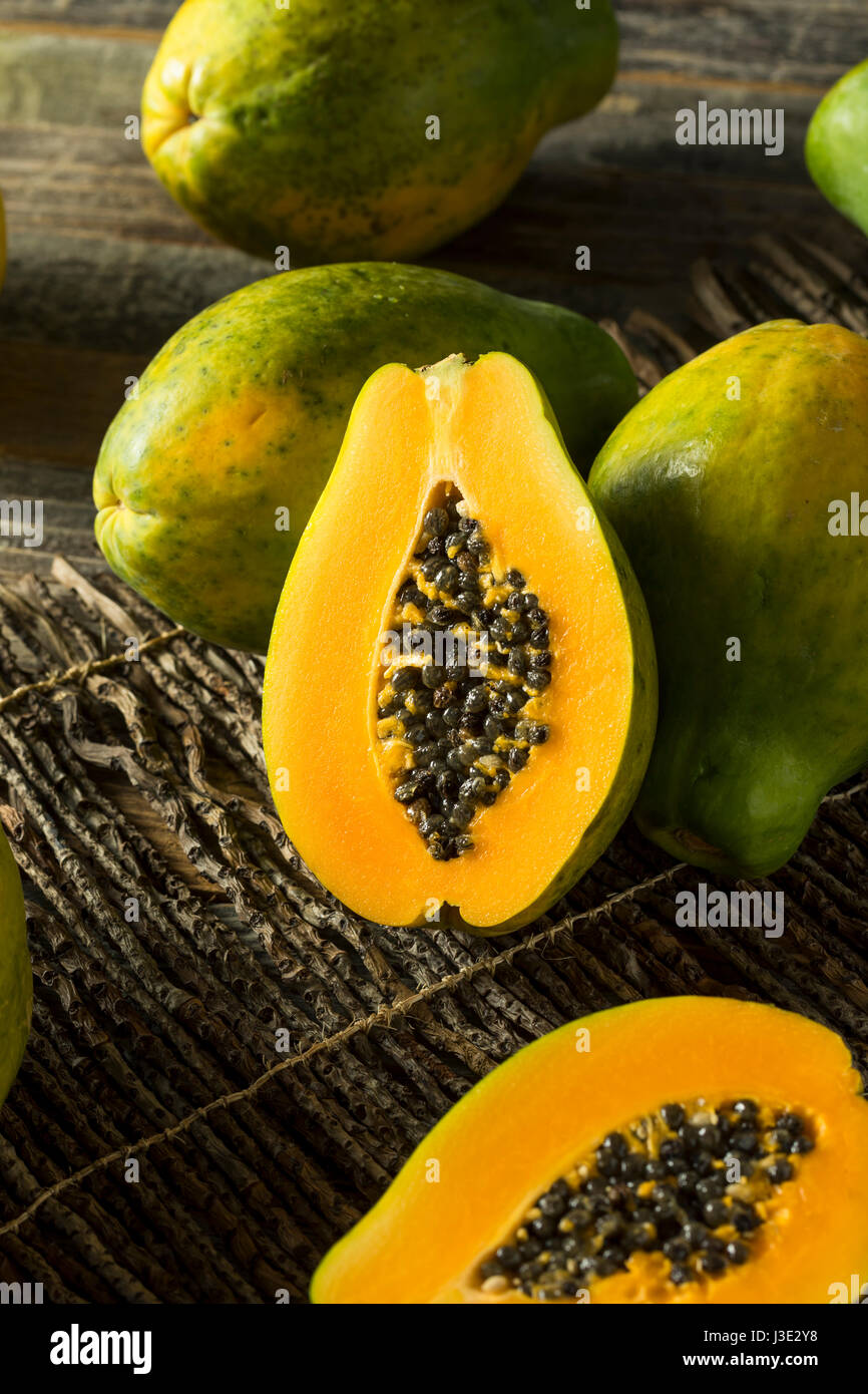 Raw Organic Green Hawaiian Papaya Ready to Eat Stock Photo - Alamy