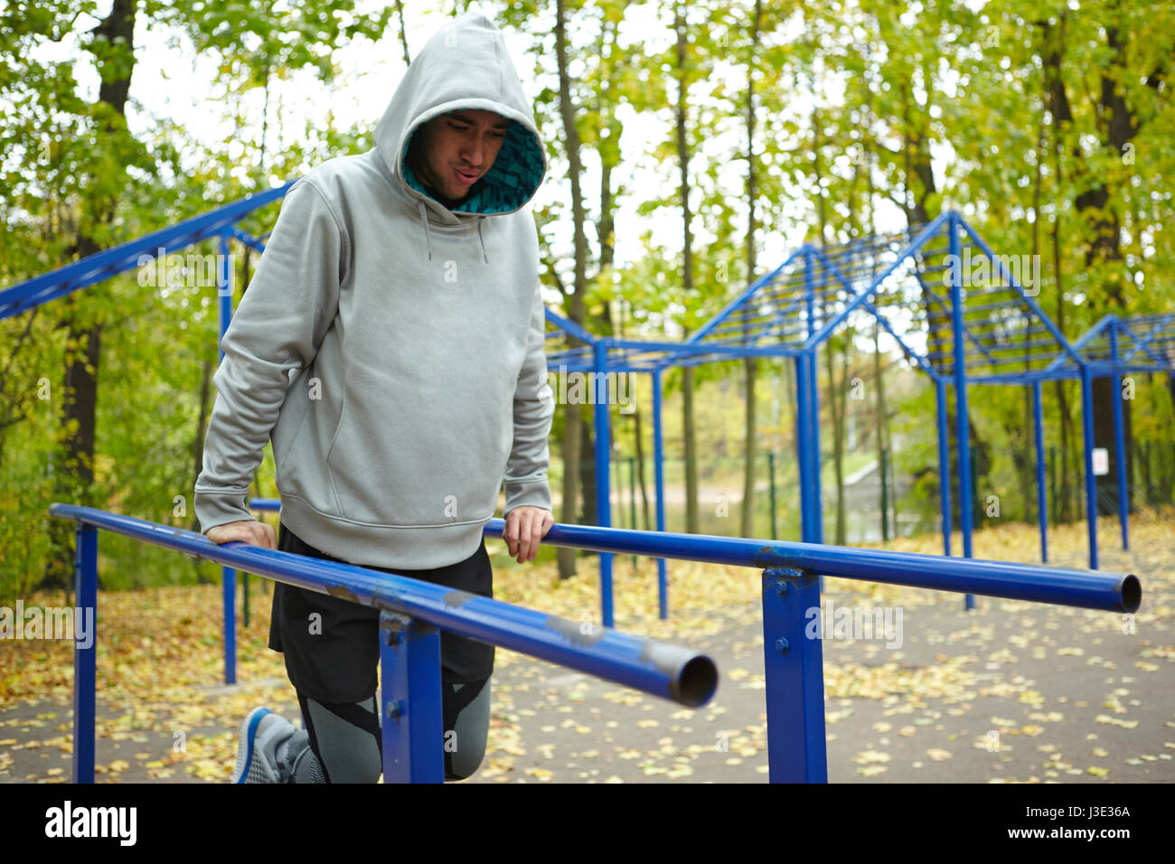 Doing Street Workout Exercise Stock Photo - Alamy