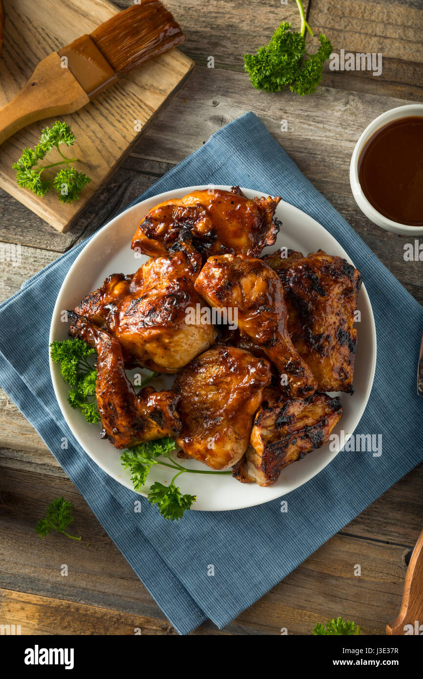 Homemade Spicy Barbecue BBQ Chicken with Brown Sauce Stock Photo - Alamy