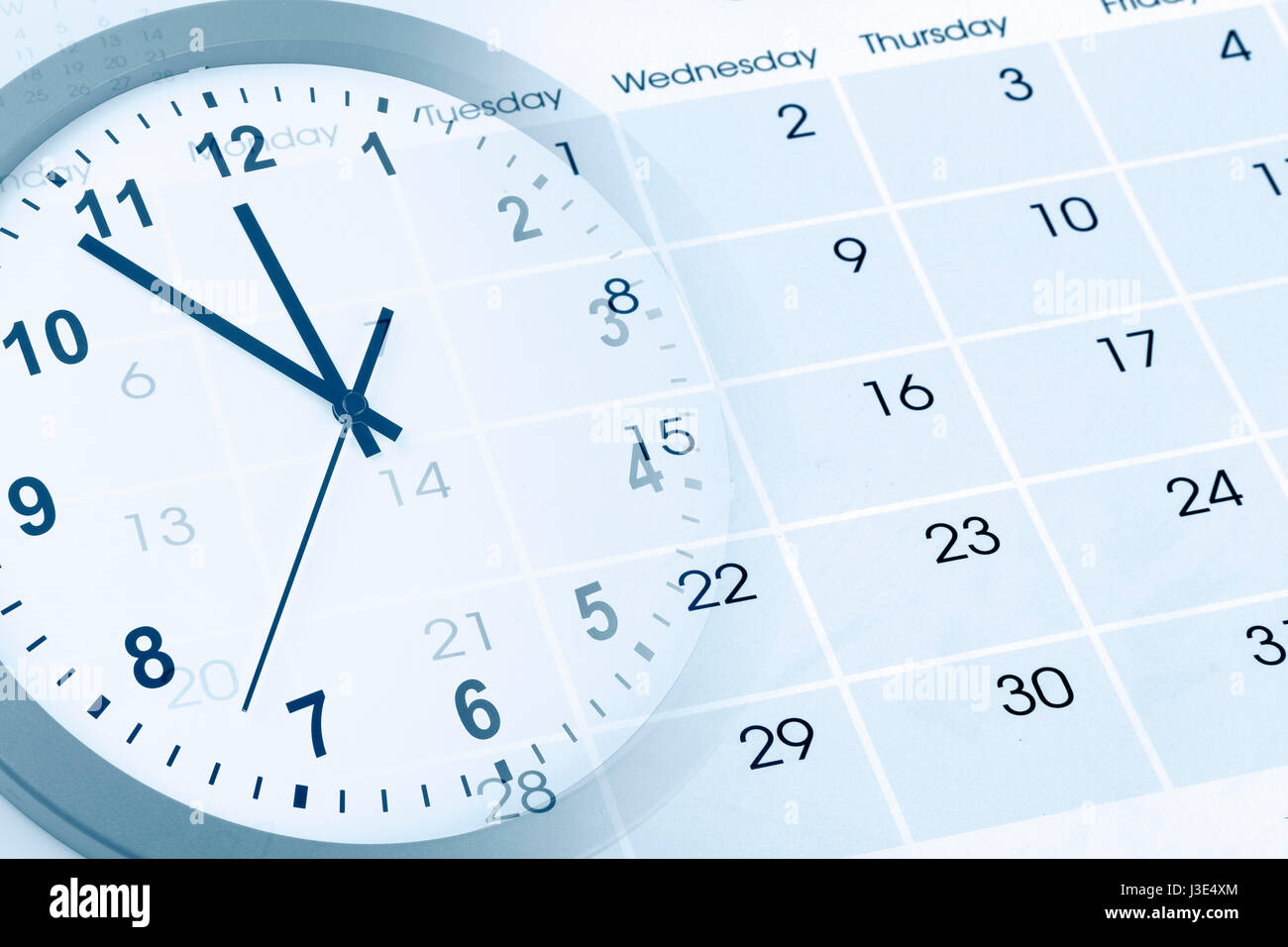 Clock face and calendar composite Stock Photo - Alamy