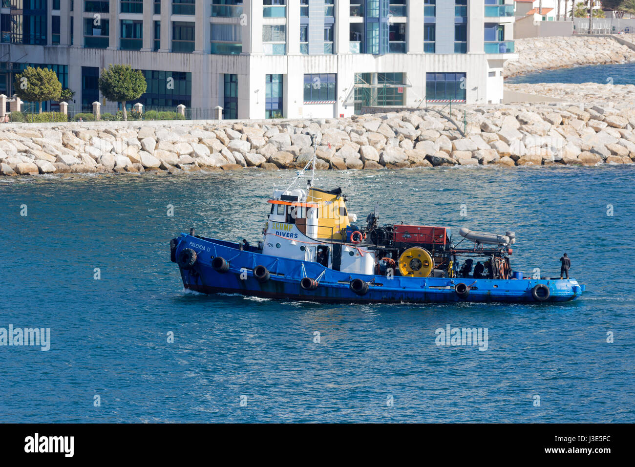 Diving boat in harbour Gibraltar Stock Photo - Alamy