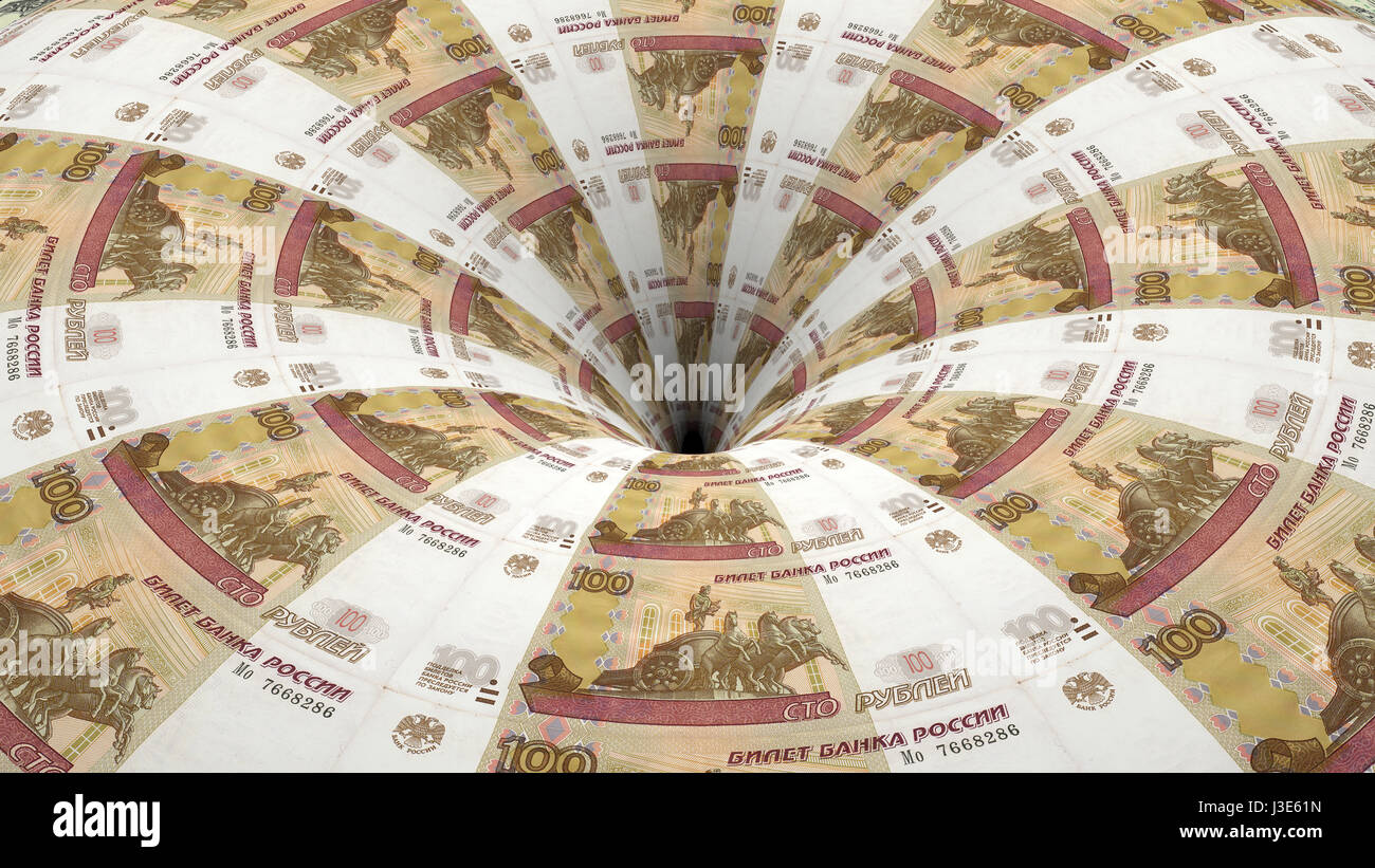 Money background from russian rubel flow in hole Stock Photo - Alamy