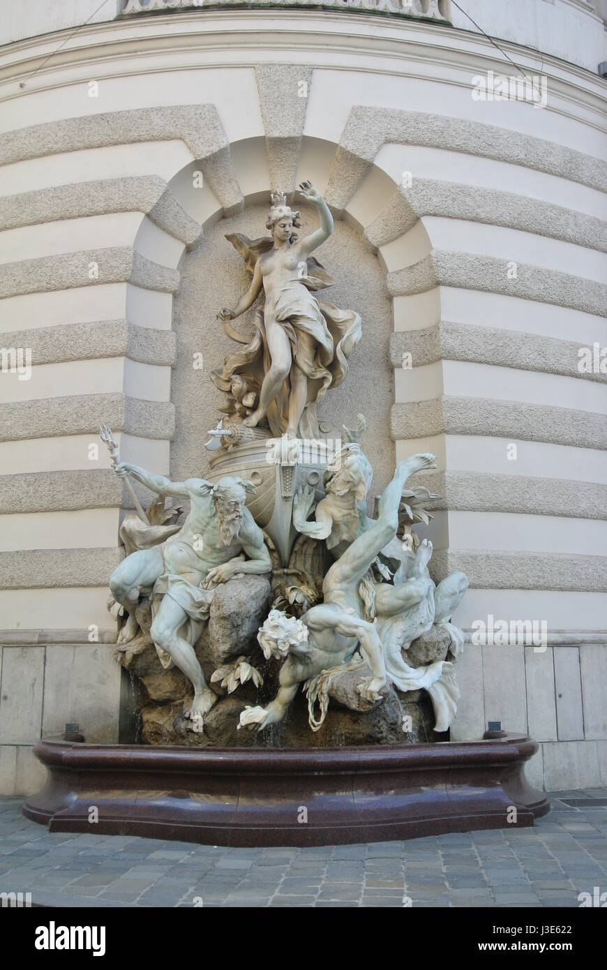 a Fountain in Michaelerplatz Square, Hofburg Imperial Palace, Vienna ...
