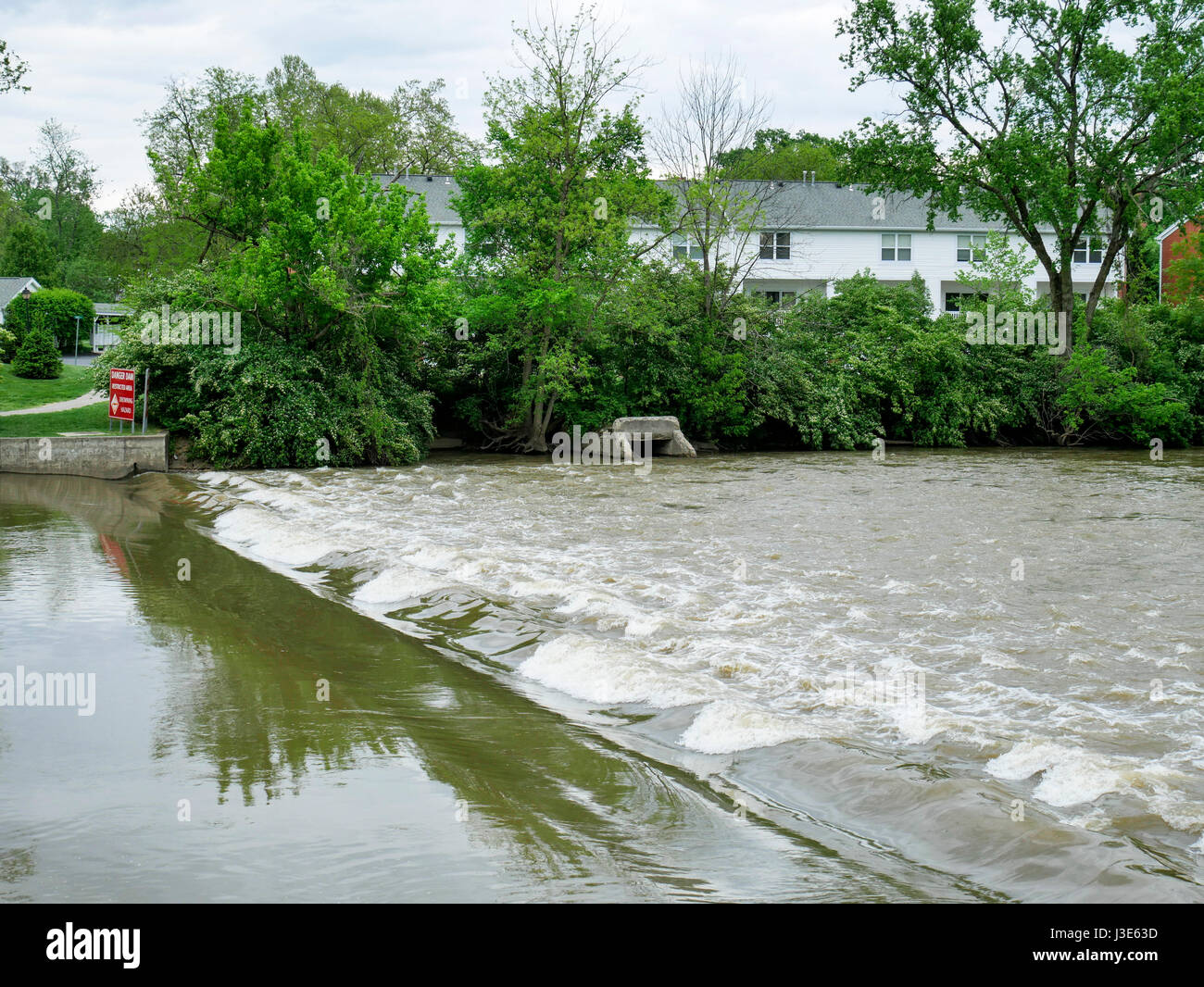Low head dam on the Olentangy River. Columbus, Ohio. Such dams are very ...
