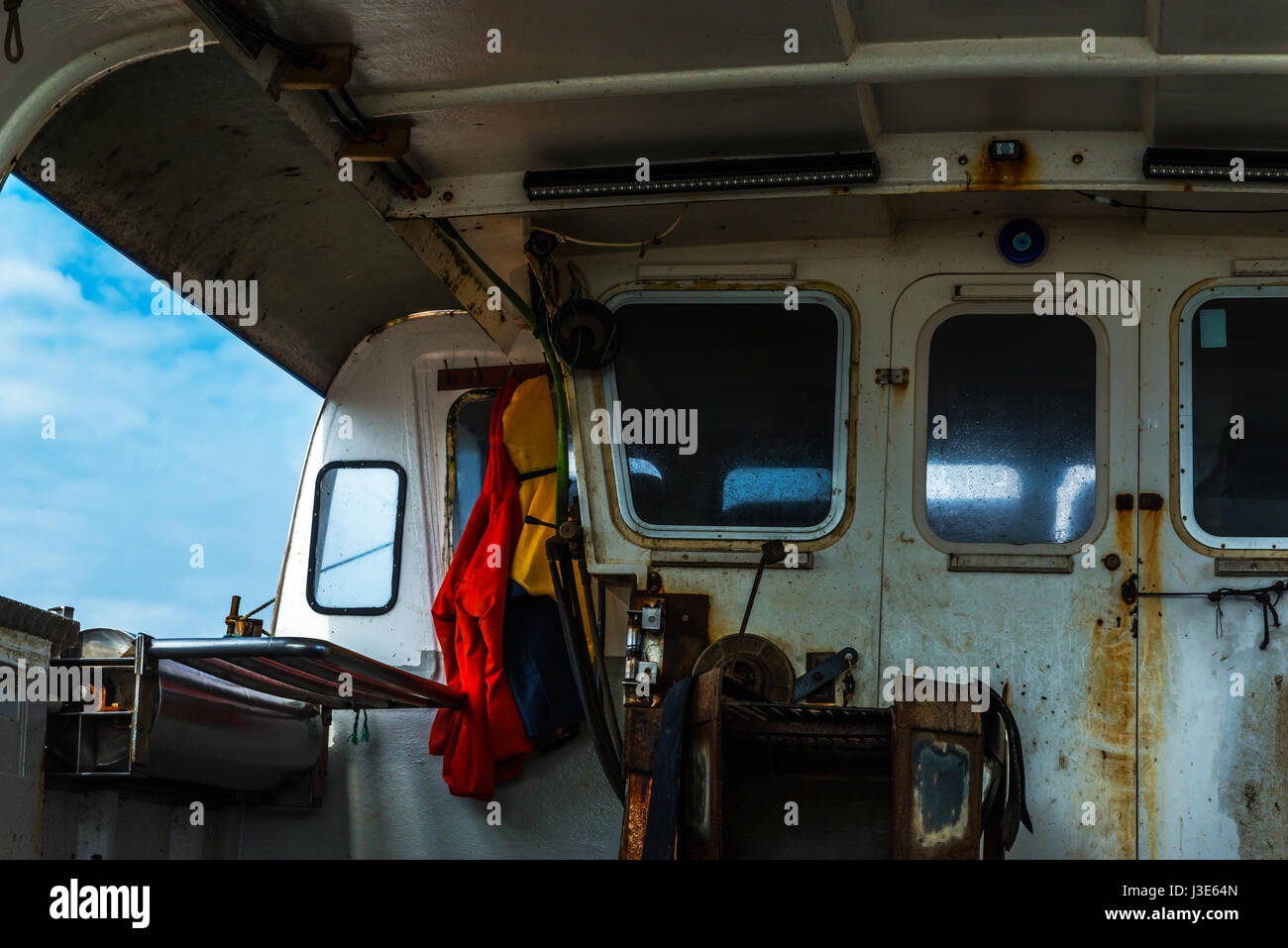 The fishing boat's interior, the right side of the boat, the fishing ...