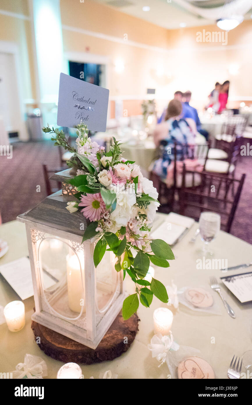 Wedding Reception Table Centerpiece Stock Photo - Alamy