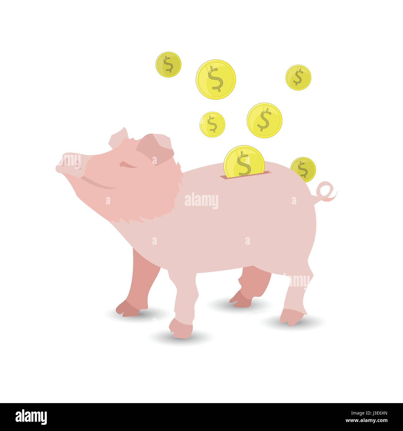 Pig pink capital of money with gold coins. Illustration for your design ...