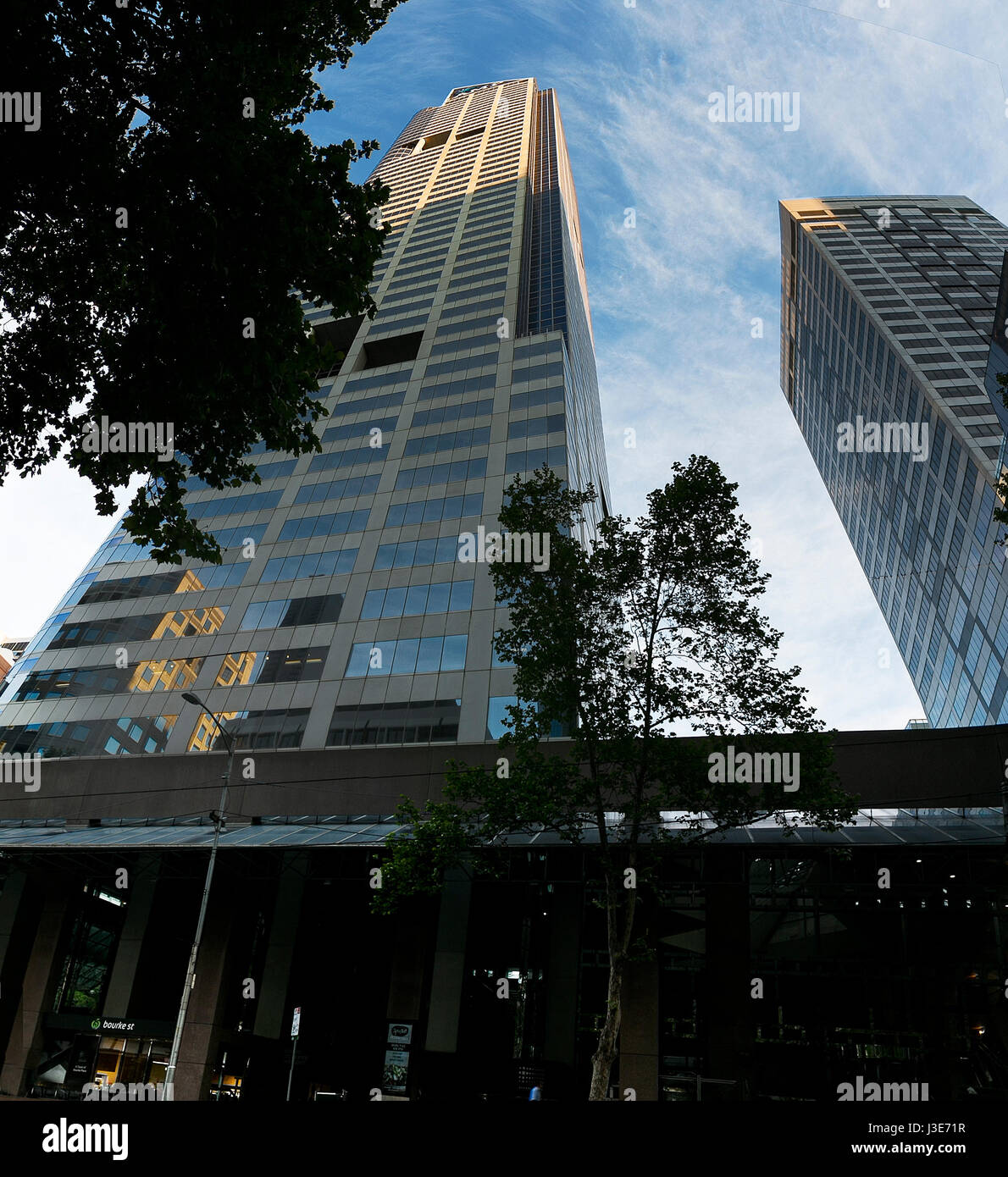 View across Bourke Street Melbourne featuring the AMP Capital Building ...