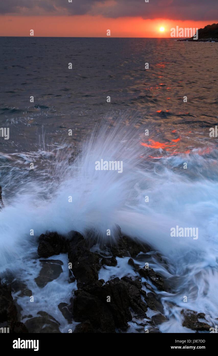Heavy clouds and strong wind with waves in the evening on the Adriatic ...