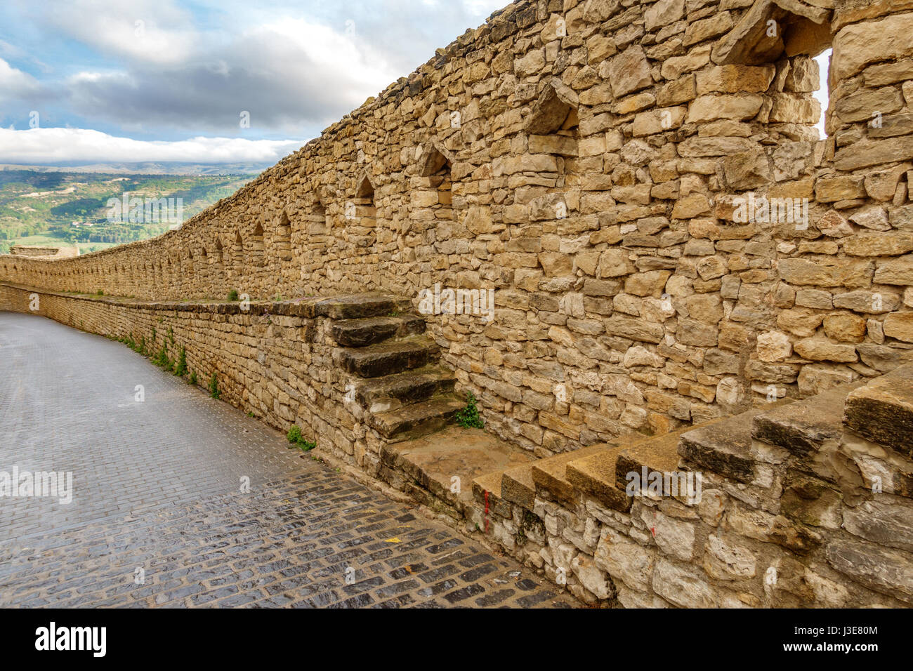 Perspective view of old wall and sky Stock Photo - Alamy