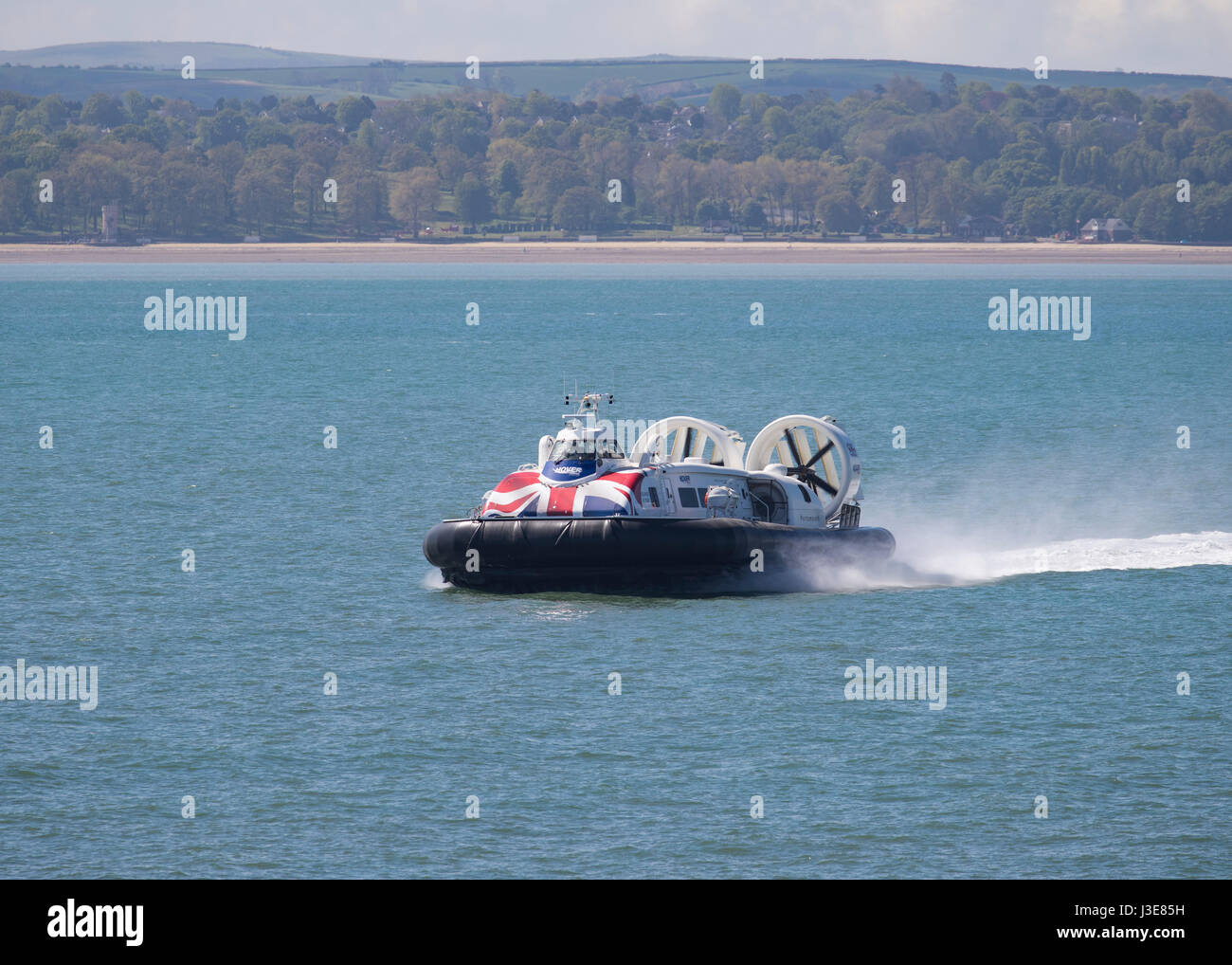 A passenger hovercraft en route between Portsmouth and Ryde on the Isle ...