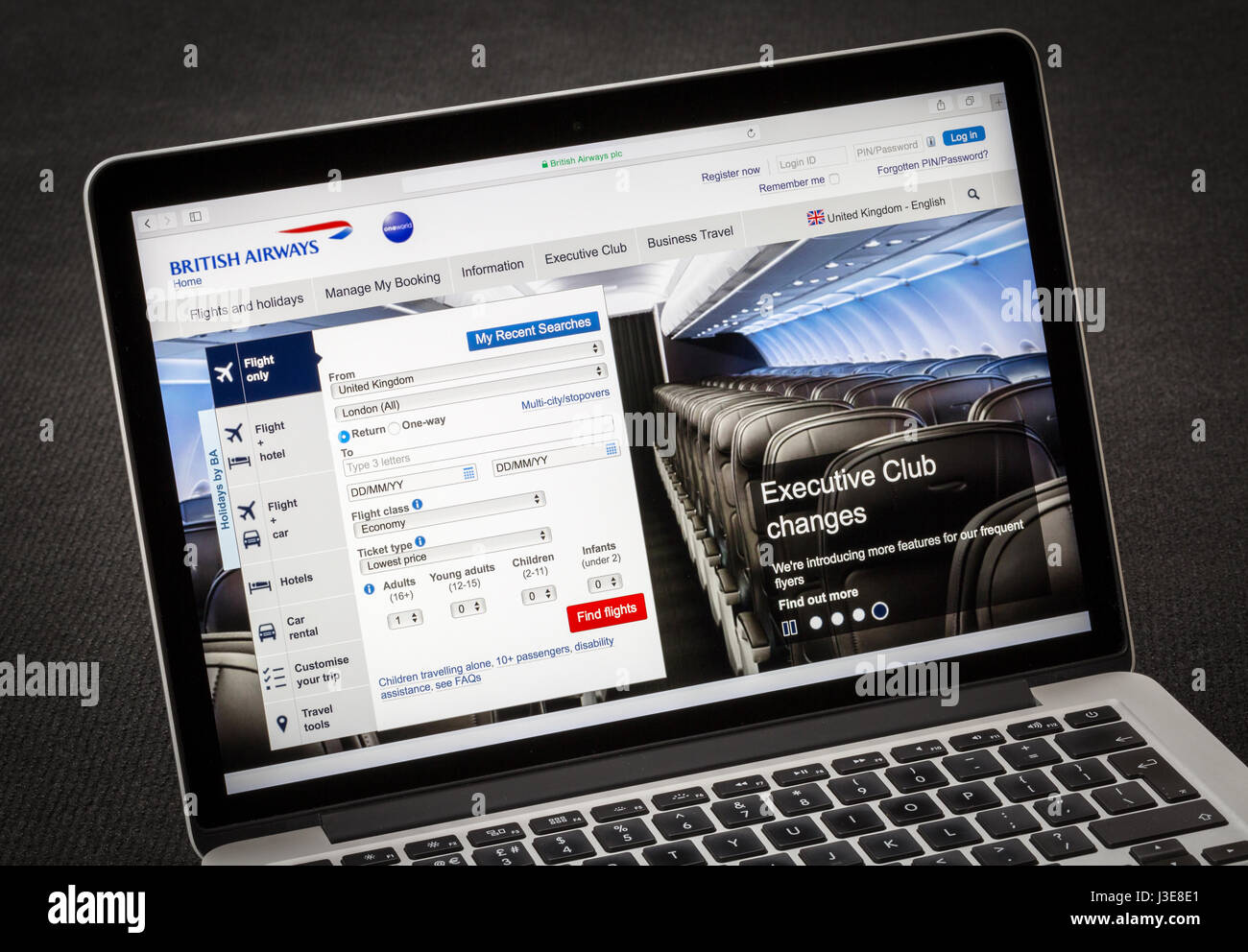 British Airways Website Stock Photo - Alamy