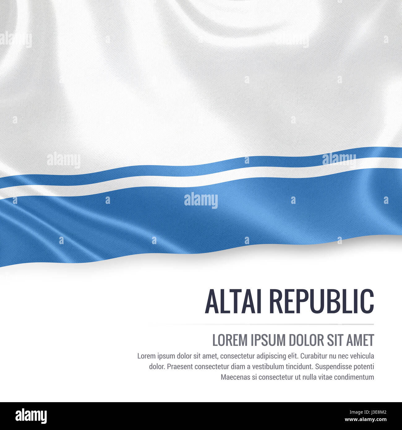 Russian state Altai Republic flag waving on an isolated white ...