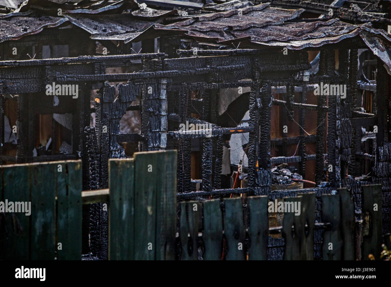 Scene of house fire Stock Photo - Alamy