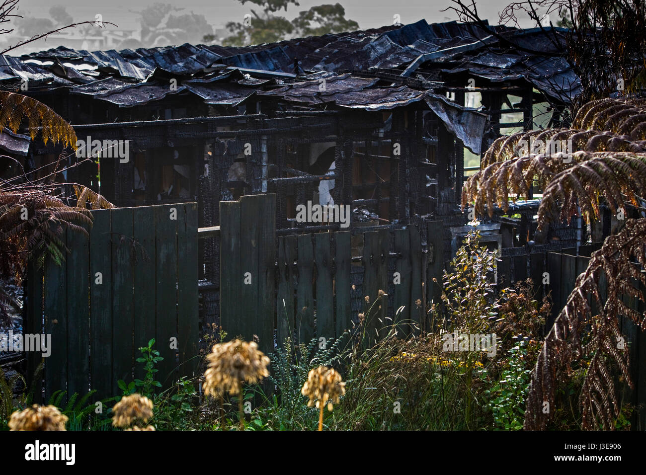 Scene of house fire Stock Photo - Alamy
