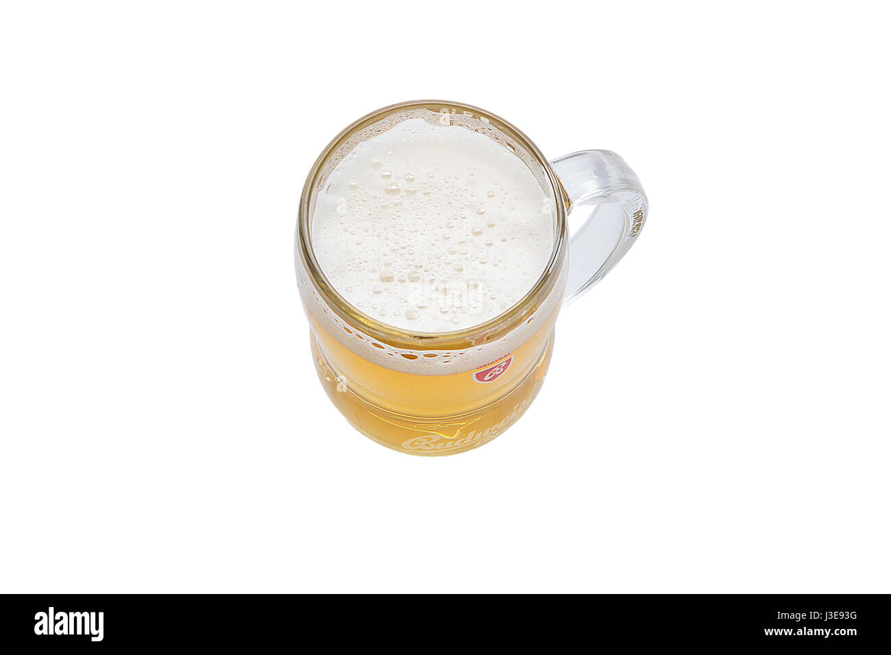Beer glass top view - refreshing light beer. isolated Stock Photo - Alamy
