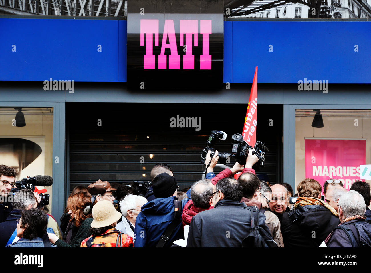 Protest of employees of Tati in front of the main department store of ...