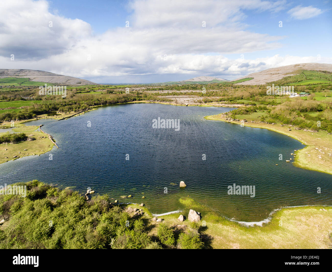 Epic Aerial view of the beautiful Irish countryside nature landscape ...