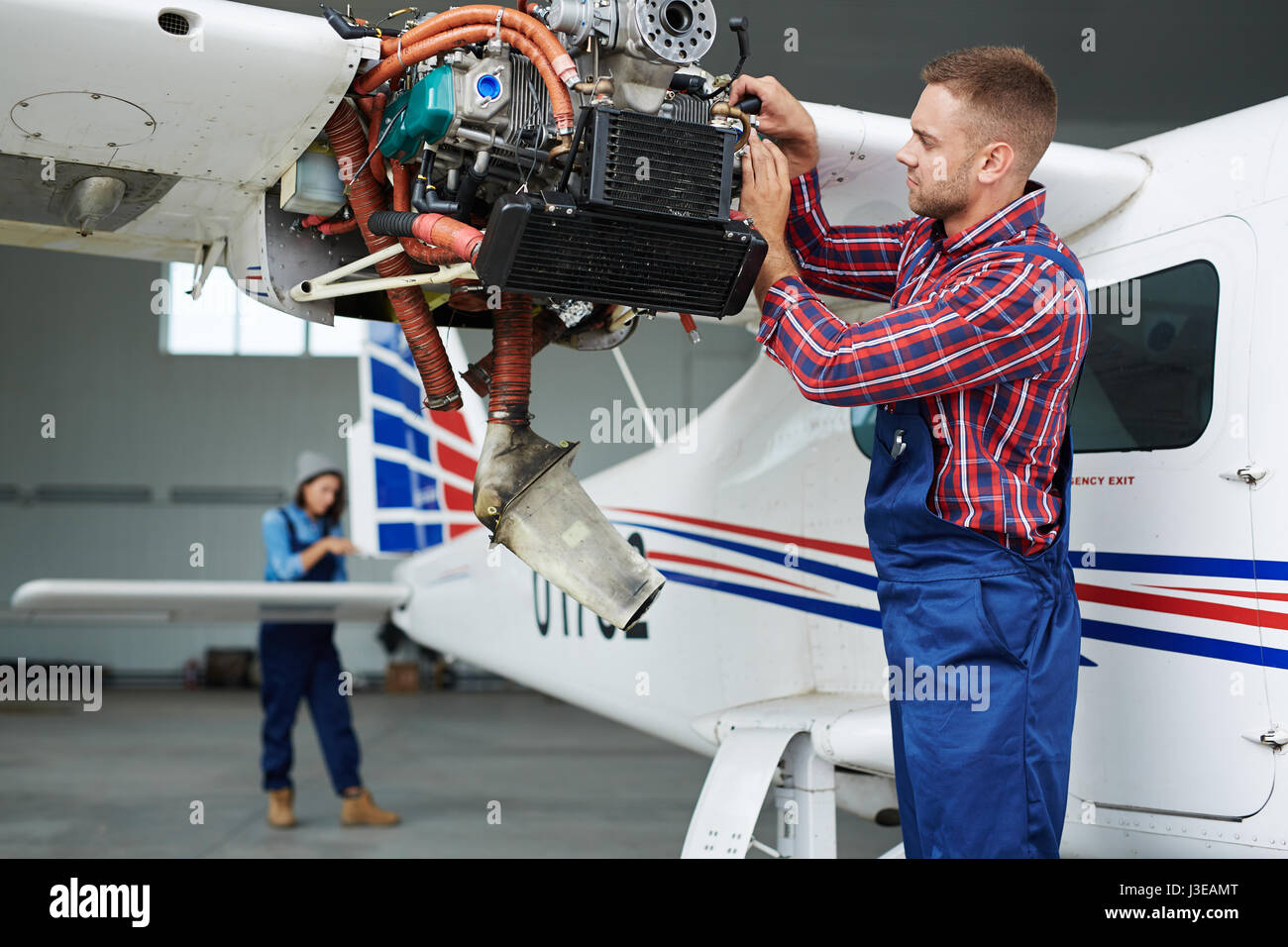 Airplane Service Crew in Work Stock Photo - Alamy