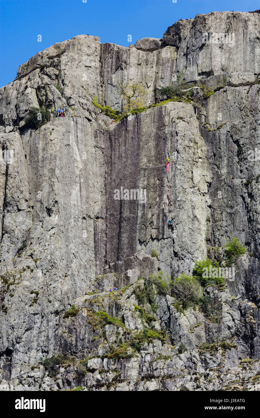 Dinas Cromlech, a formidable cliff in the Llanberis Pass in Snowdonia ...