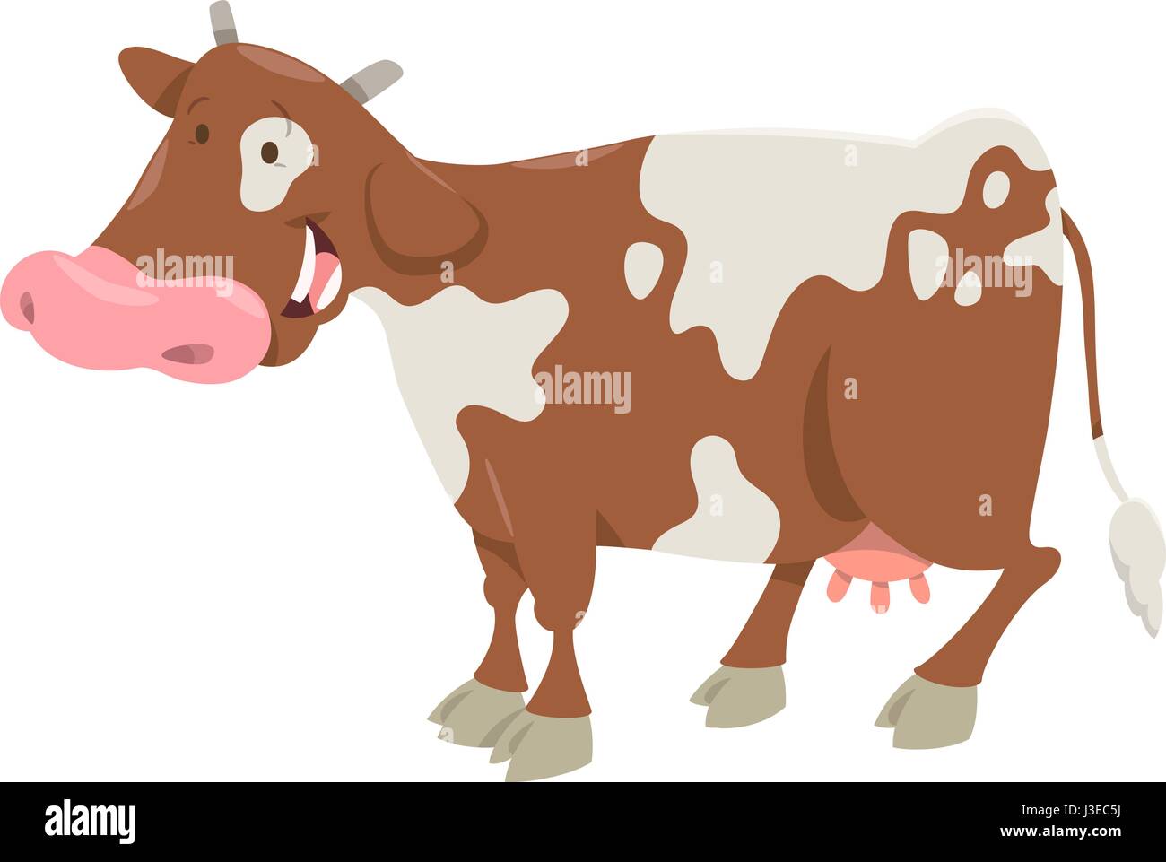 Cartoon Illustration of Funny Spotted Cow Farm Animal Character Stock ...
