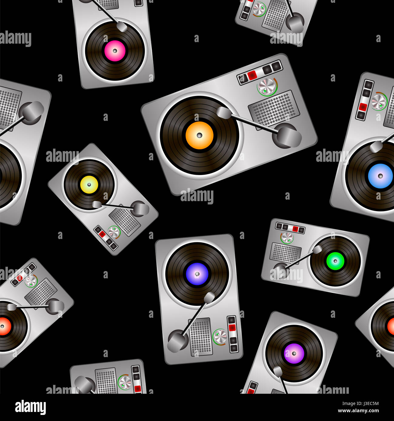 Vinyl Record Players Seamless Pattern Stock Photo - Alamy