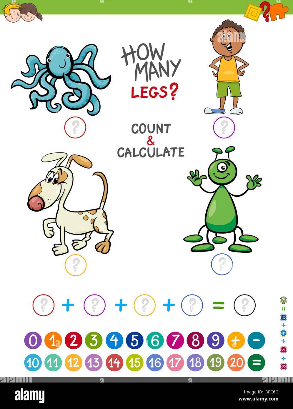 Cartoon Illustration of Educational Mathematical Counting and Addition ...