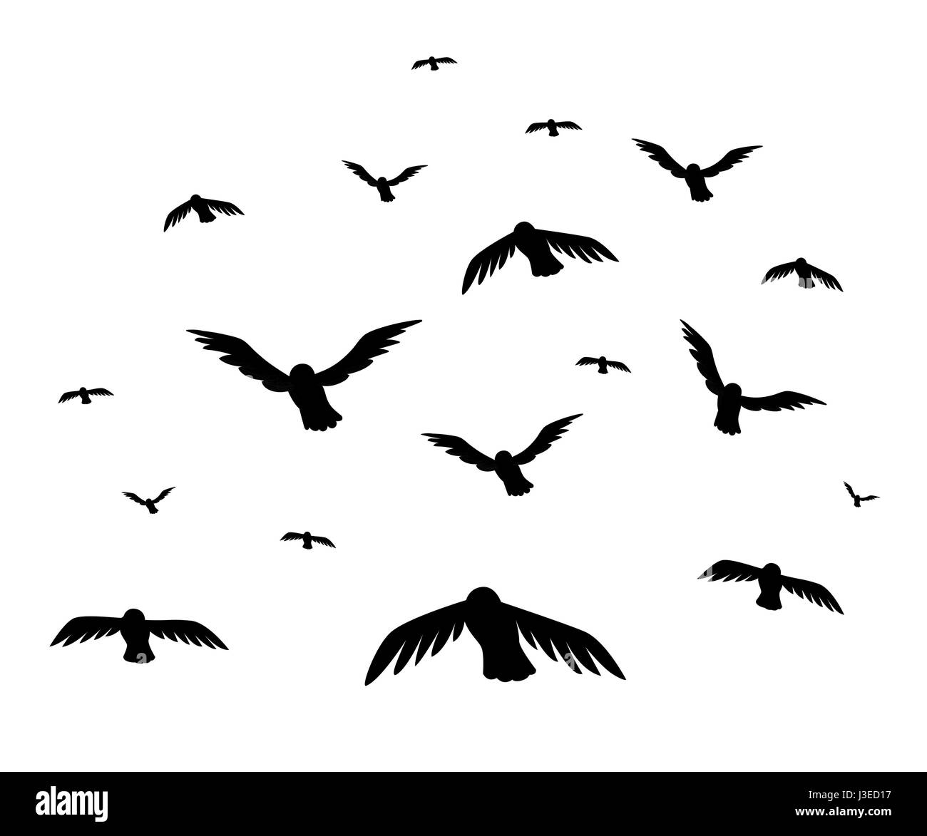 Vector illustration a flock of flying birds. starlings Stock Vector ...