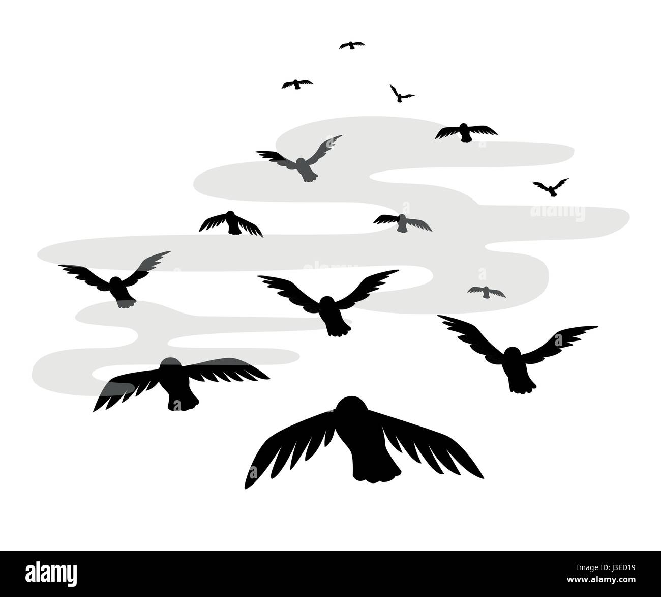 Starlings flying sky Stock Vector Images - Alamy