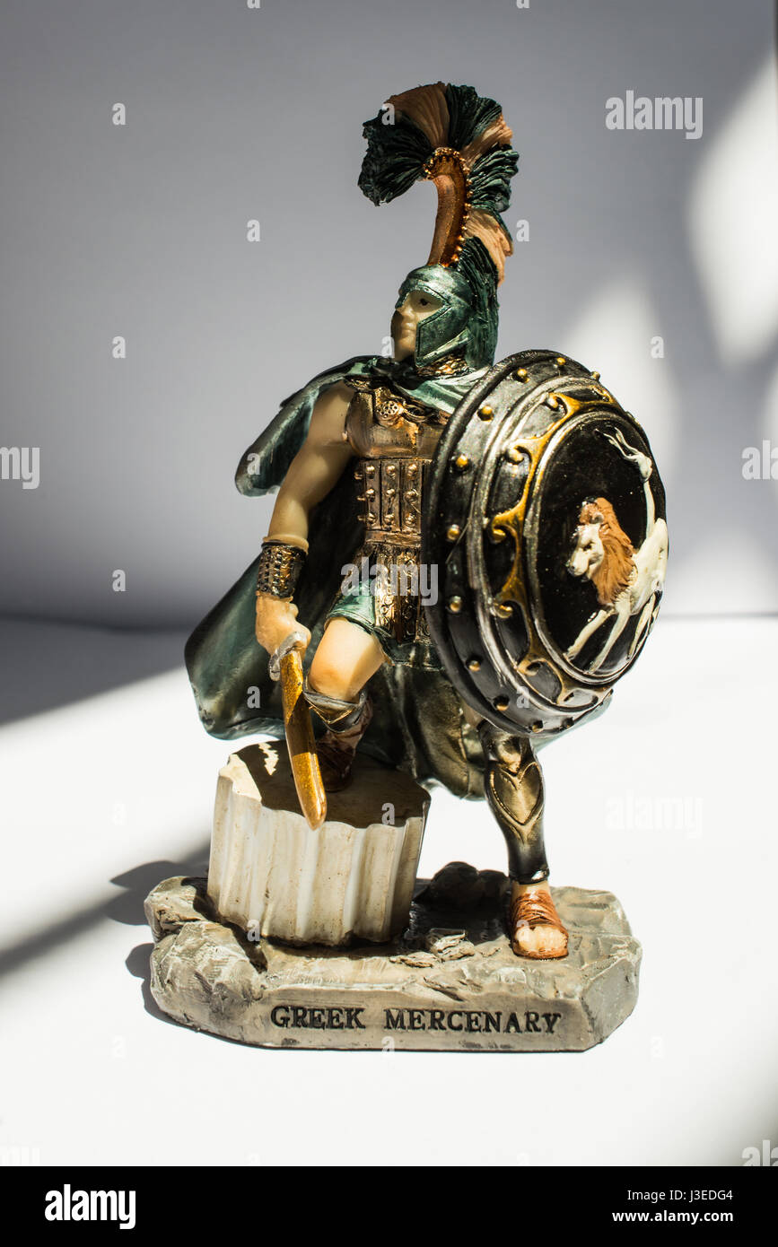 statue of ancient Greek mercenary,isolated Stock Photo - Alamy