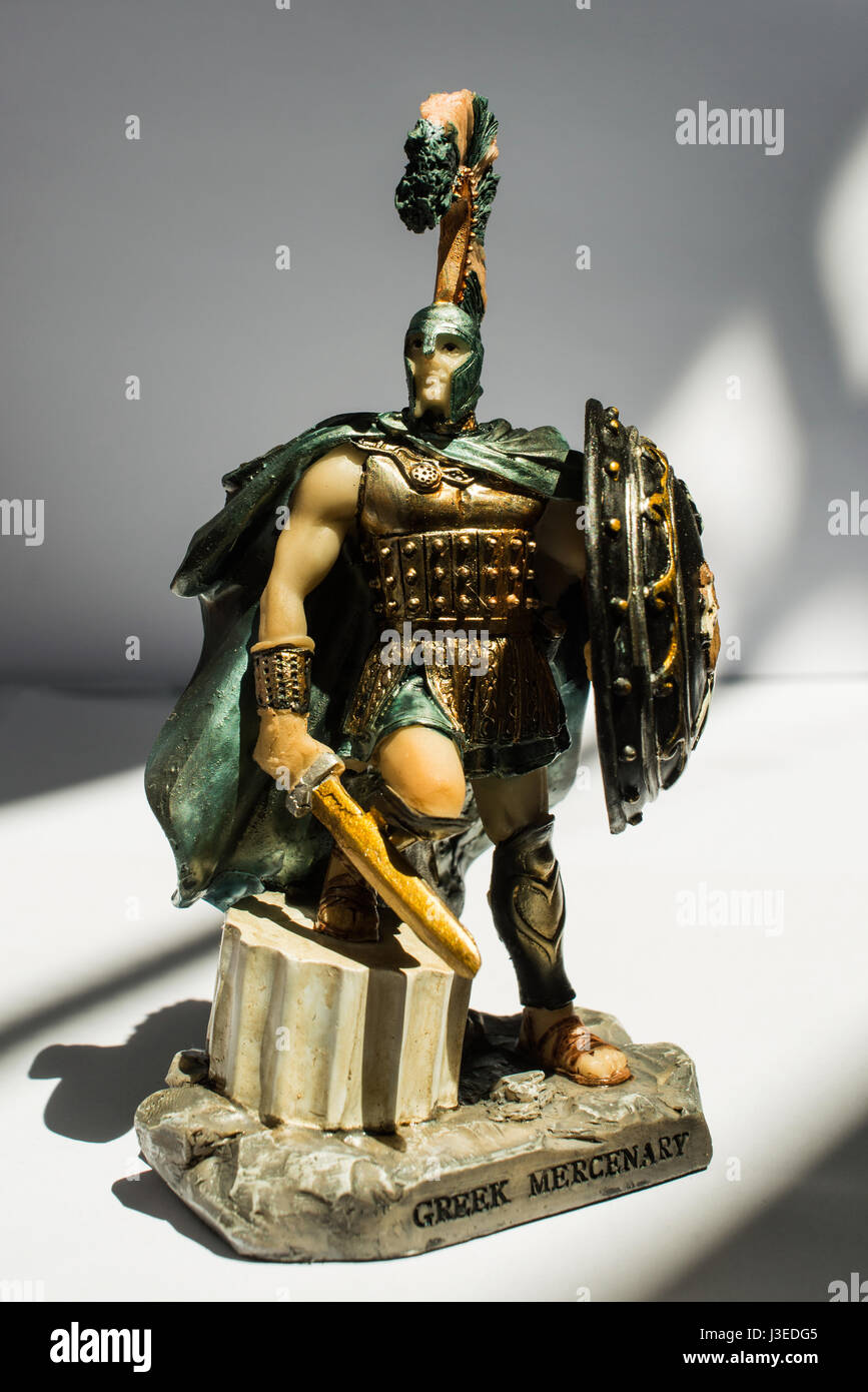 statue of ancient Greek mercenary,isolated Stock Photo - Alamy