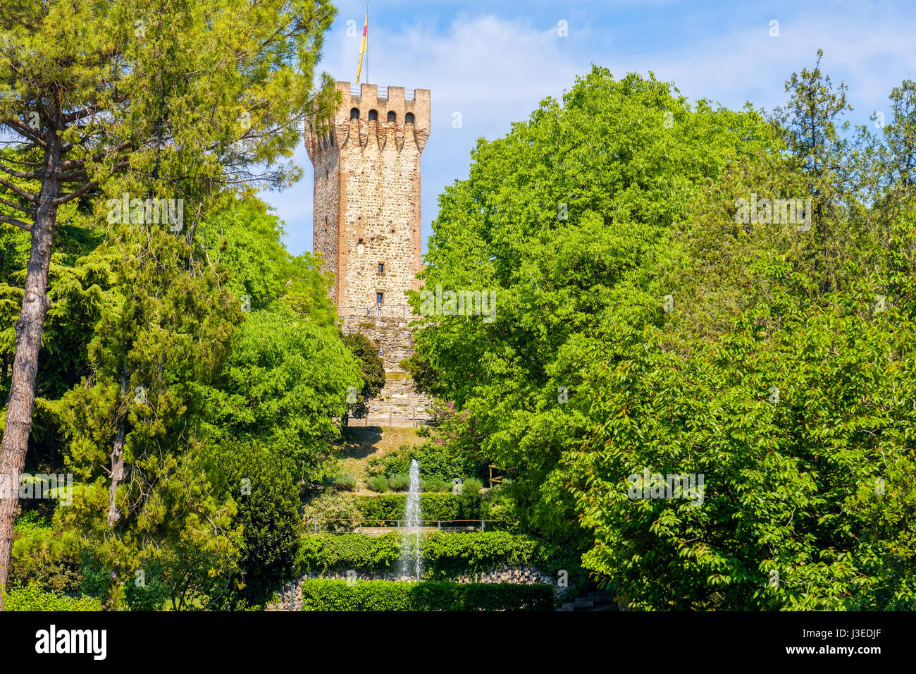 stone tower garden medieval castle fountain Stock Photo - Alamy