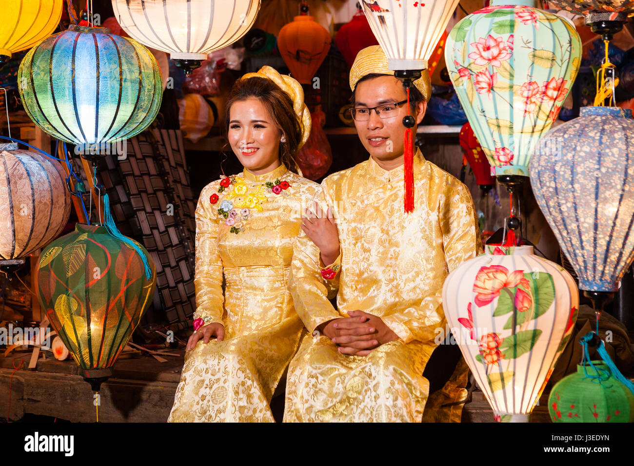 Hoi An, Vietnam - march 11 2017: vietnamese brides in traditional ...