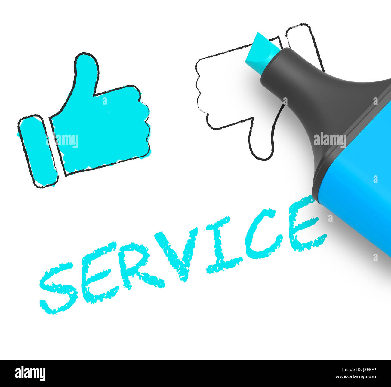 Service Thumbs Up Displays Help Support 3d Illustration Stock Photo - Alamy