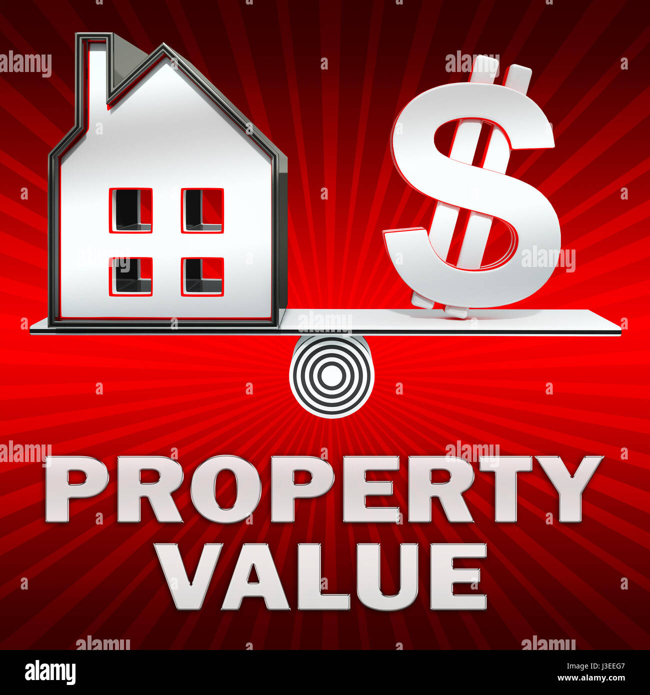 Property Value Dollar Sign Displays House Prices 3d Illustration Stock ...