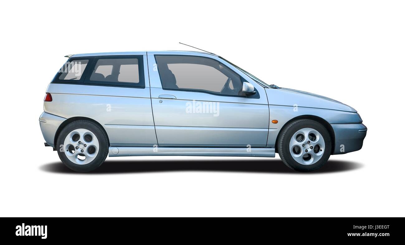 Sport Italian hatchback car side view isolated on white Stock Photo - Alamy
