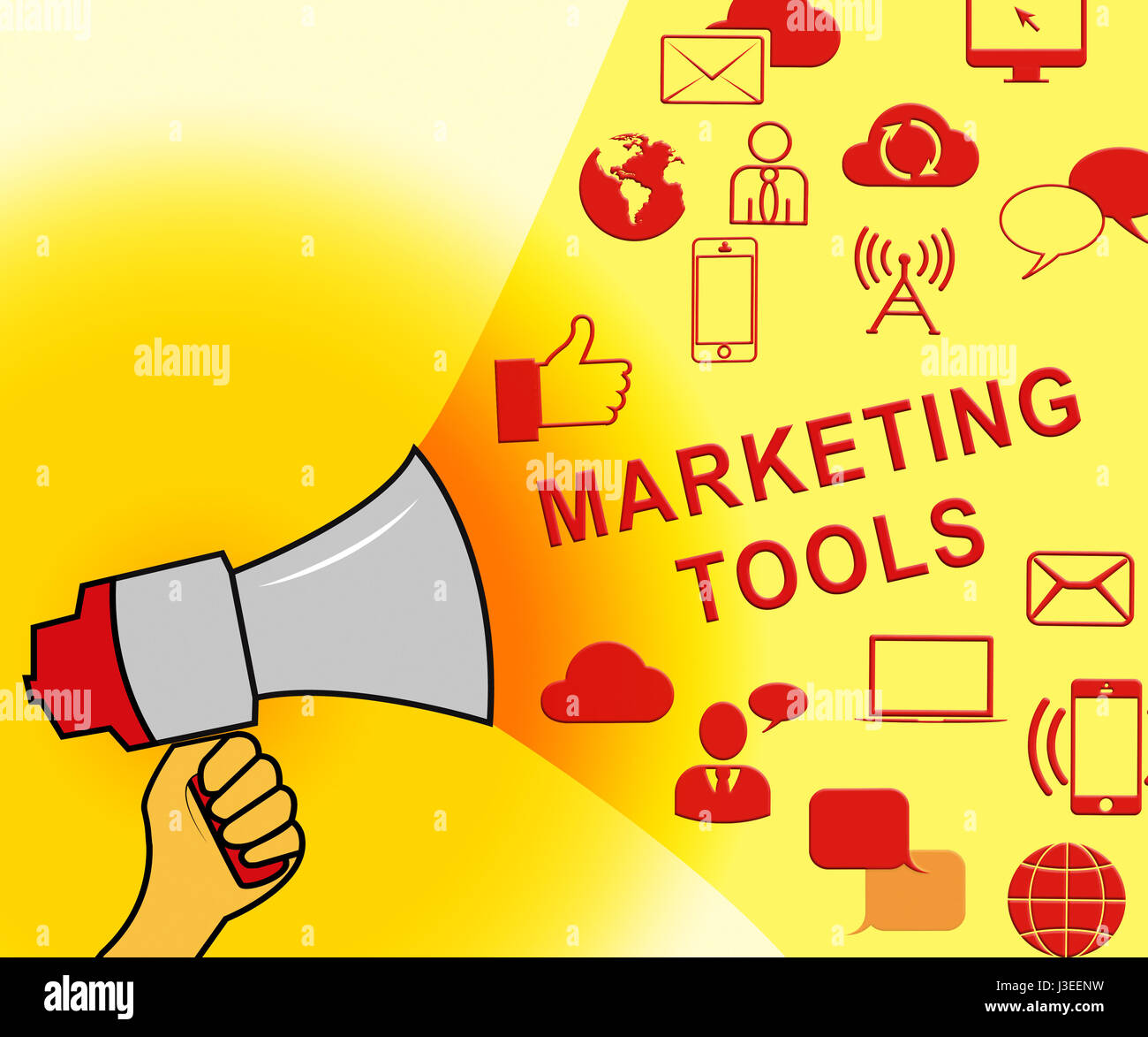 Marketing Tools Icons Representing Promotion Apps 3d Illustration Stock ...