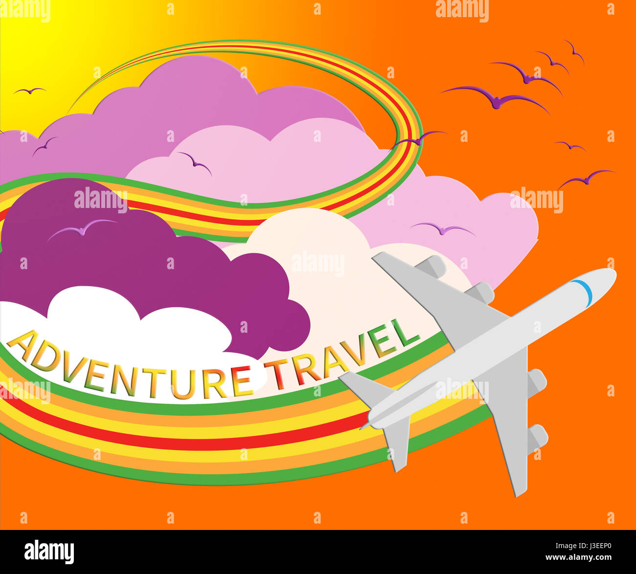 Adventure Travel Plane Means Exciting Holiday 3d Illustration Stock ...