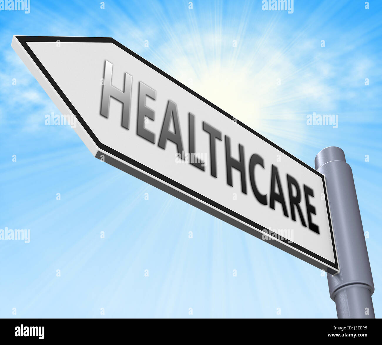 Healthcare Road Sign Representing Medical Wellbeing 3d Illustration ...