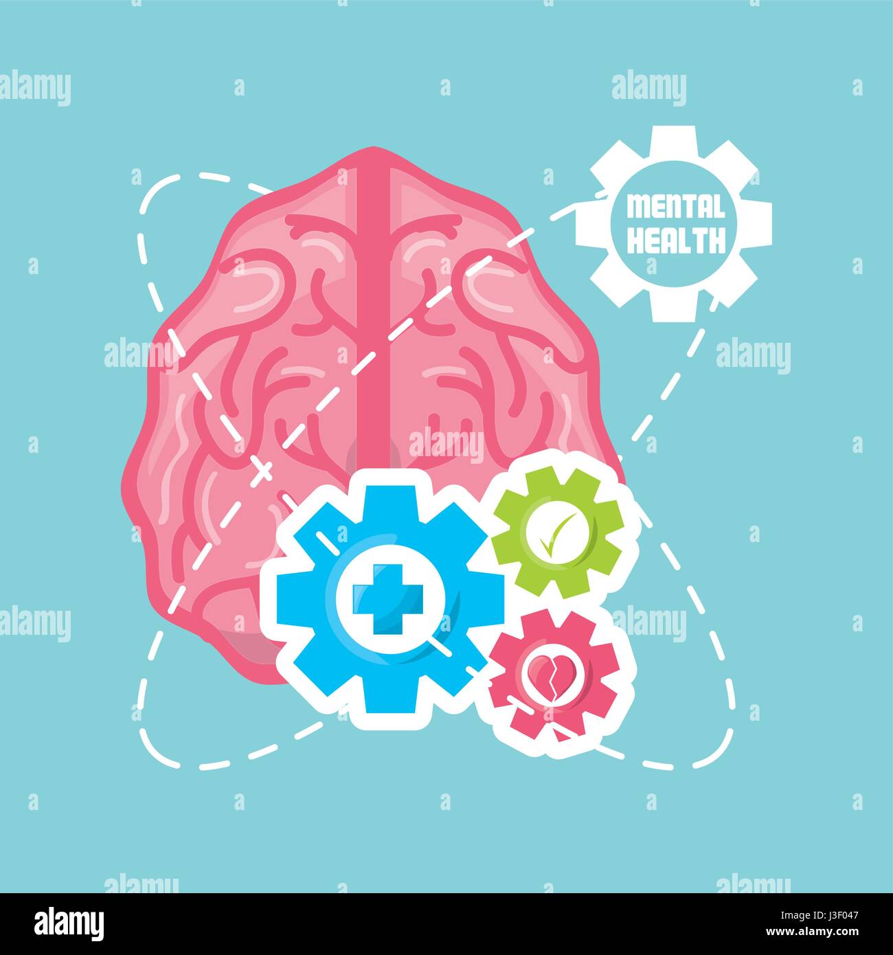 healthy brain with gears process work Stock Vector Image & Art - Alamy