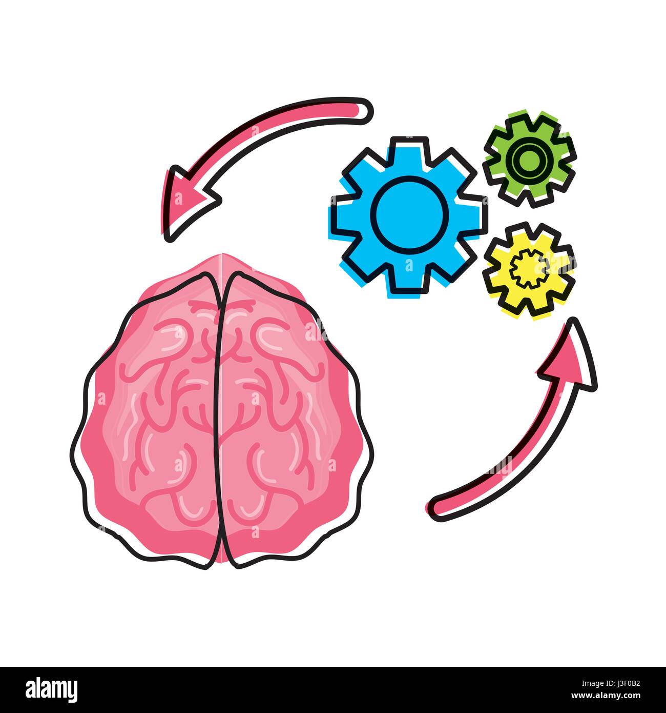 healthy brain with gears process work Stock Vector Image & Art - Alamy