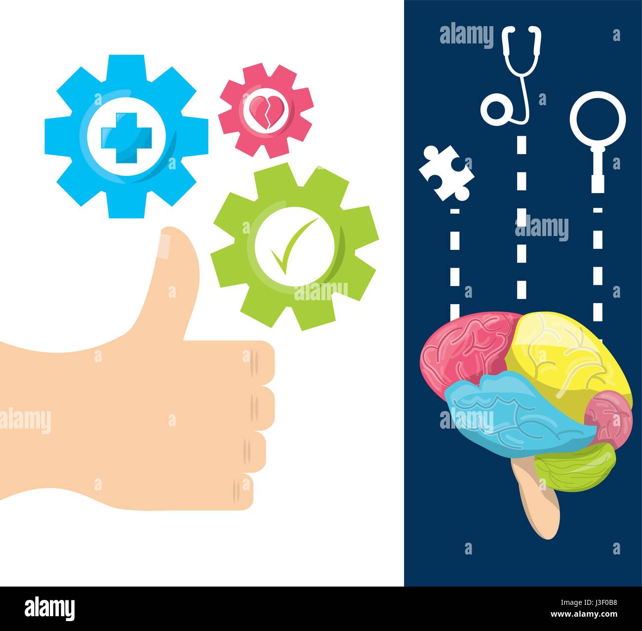 healthy brain with gears process work Stock Vector Image & Art - Alamy