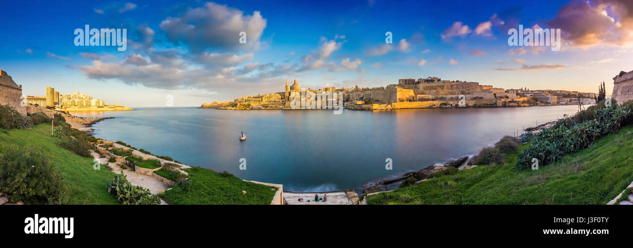 Valletta, Malta - Panoramic skyline view of the ancient city of ...